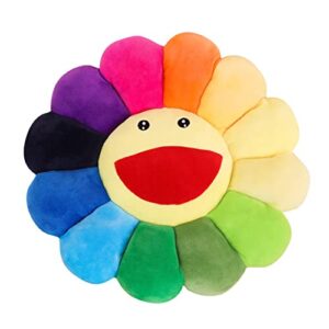 17" smile face flower plush pillow rainbow toy stuffed doll sleep cushion mat sunflower sofa chairs floor pillow for kids home bedroom car shop decor