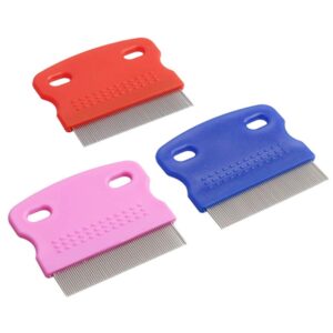 3pcs grooming kit with handle: flea remover combs for long hair dogs and cats (random color)