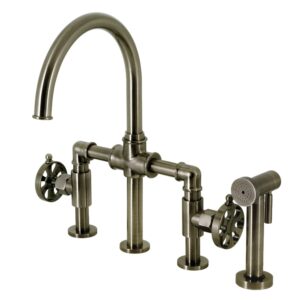 kingston brass ks2334rx belknap bridge kitchen faucet, black stainless