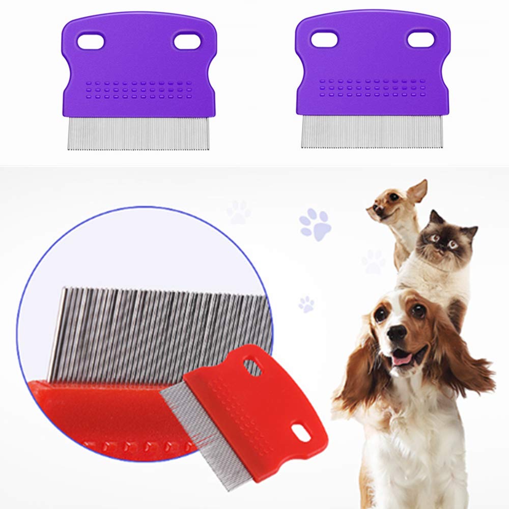 3Pcs Grooming Kit with Handle: Flea Remover Combs for Long Hair Dogs and Cats (Random Color)