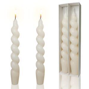 white taper candles 7.5inches candle set of 2 long candlesticks spiral tapered candles - twisted candle for unscented candle holder wedding holiday party home decoration