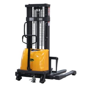 apollolift semi electric stacker, lift stacker 3300lbs capacity pallet stacker 118inch lifting height straddle legs with adjustable forks