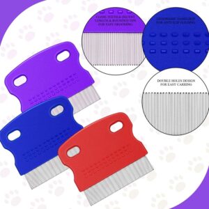 3Pcs Grooming Kit with Handle: Flea Remover Combs for Long Hair Dogs and Cats (Random Color)