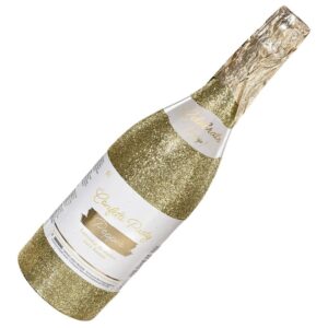 gold champagne bottle party poppers confetti shooter - 12.75" - 1 biodegradable confetti canon, non-toxic confetti poppers for graduations - ideal for golden age birthday, weddings and more