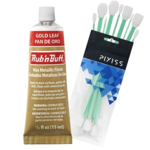 rub and buff finishwax metallic gold leaf, 0.5-fluid ounce, pixiss blending and application tools for applying metallic wax paint