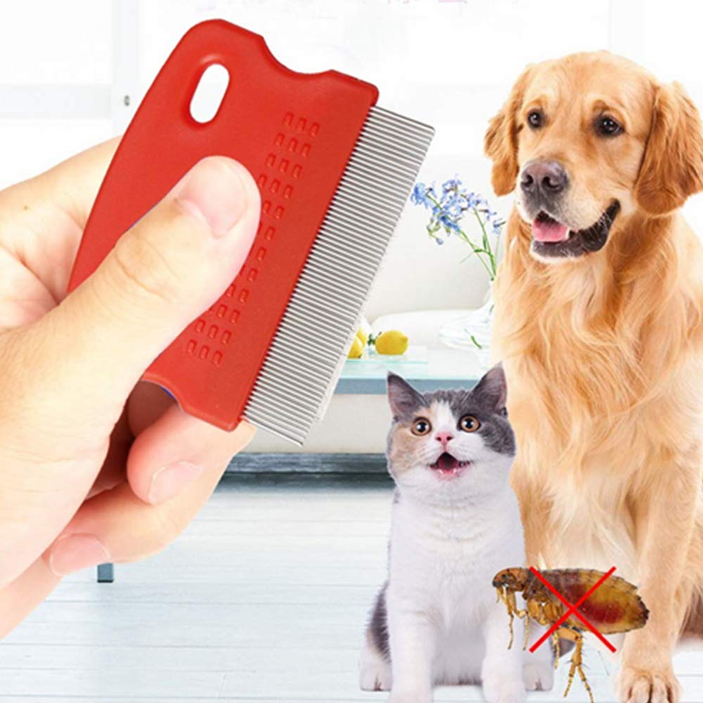 3Pcs Grooming Kit with Handle: Flea Remover Combs for Long Hair Dogs and Cats (Random Color)