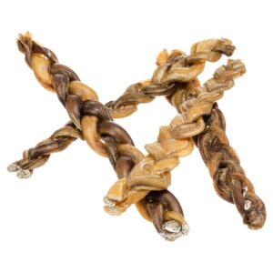 hotspot pets braided bully sticks for dogs -(12 inch -10 pack) all natural long lasting twisted beef pizzle dog chew treats - grain free fully digestible rawhide alternative - 12 inch stix