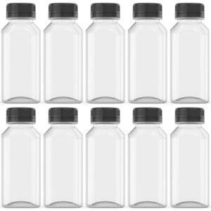 hnxazg 10 pcs 8 oz plastic juice bottles empty clear containers with tamper proof lids for juice, milk and other beverage