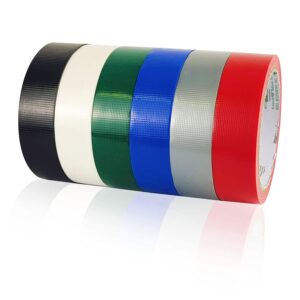 edsrdrus premium grade colored duct tape, duct tape colors 1in or 2 in x 10 yards each roll- 60 yards in total! - no residue, tear by hand & waterproof - great for arts & crafts and diy projects