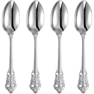 keawell luxury dinner spoon, set of 4, 18/10 stainless steel tablespoons, silverware spoon set, mirror polished, 7.8 inches (silver)