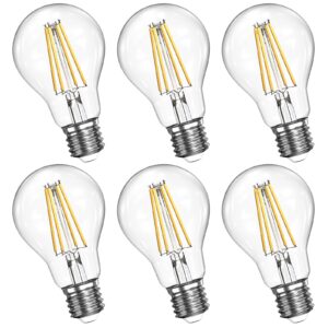 criry dimmable led light bulbs 60w equivalent, 6w 2700k warm soft white light led bulbs, a19 led bulb 60w clear glass antique bulb for living room bedroom outdoor, 750lm, cri85, e26 base, 6 packs