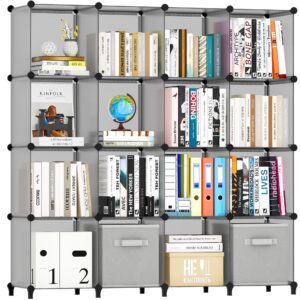 homidec book shelf 16 cubes bookcase bookshelf cube storage organizer portable display bookshelf kids bookshelf book case for study room,bedroom,office,living room,closet (47.2x11.8x47.2 inch)