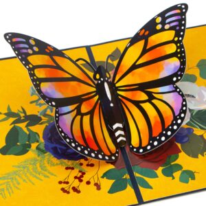 ribbli monarch butterfly pop up card for all occasion birthday card mothers day card for women mom wife daughter grandma, 7.6"x5.7" with envelope