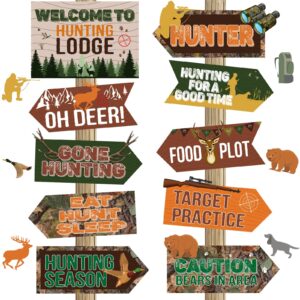 20 pieces hunting party sign gone hunting party themed directional sign deer hunting camo cutouts welcome yard sign for birthday party supplies photo props backdrop decoration