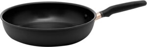 meyer nonstick 10" skillet, induction compatible frying pan, hard anodized nonstick frypan, dishwasher safe egg pan, oven safe omelette pan, matte black with silicone handle, accent series cookware