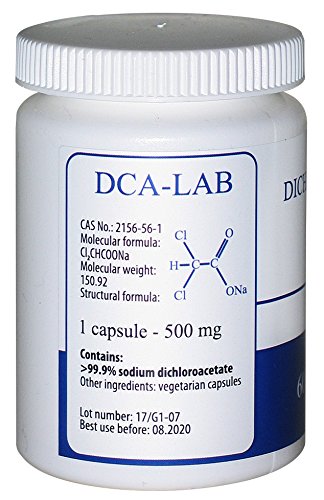 DCA - Sodium Dichloroacetate 500mg, 60 Capsules, Purity >99.9%, Made in Europe, by DCA-LAB, Certificate of Analysis Included, Tested in a Certified Laboratory, Buy Directly from Manufacturer