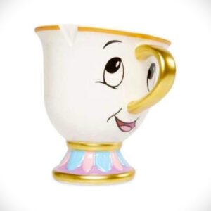 beauty & the beast cartoon chip tea cup 3d sculpted ceramic coffee mug, 8 ounces, officially licensed, princess collectible novelty gift