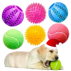 pacific pups products balls for dogs - 6 balls dog ball pack - small dog balls & dog balls for medium dogs - dog tennis balls, squeaky balls for dogs & dog treat toys