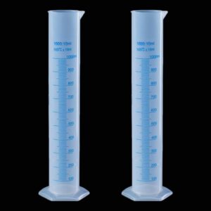 2pack 1000ml plastic graduated cylinder, plastic measuring cylinder set, 2-sided marking lab cylinders, clear science measuring cylinder for home and school science, laboratory supplies