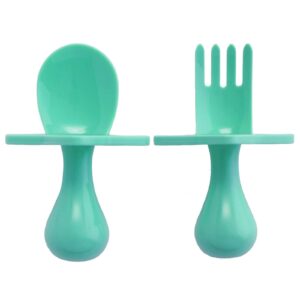 nooli toddler spoons and forks toddler forks and spoons baby utensils, bpa phthalates-free, dishwasher and sterilizer safe, mint