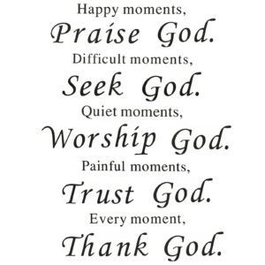 maydahui scripture wall stickers bible verse wall decals (17x23 inch) happy moments praise god difficult moments seek god stickers for living room office home decor