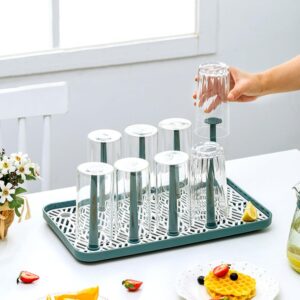 Veemoon Dishes Drying Rack Cup Drain Tray Mug Drainboard: Glass Drying Tray Mug Drain Board Wine Glasses Holder Drainer Shelf for Home Living Room Kitchen Multifunctional Shelf Glass Coffee Cup