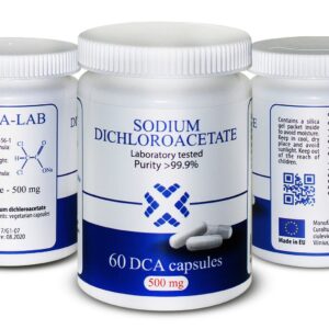 DCA - Sodium Dichloroacetate 500mg, 60 Capsules, Purity >99.9%, Made in Europe, by DCA-LAB, Certificate of Analysis Included, Tested in a Certified Laboratory, Buy Directly from Manufacturer