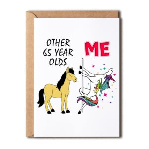 lillagifts 65th birthday gifts for women other 65 year olds me unicorn card 65 years old birthday gifts card for mom wife friend sister her,5x7 inches