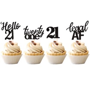 24 pcs 21st birthday cupcake toppers legal hello 21 twenty one cupcake picks 21st birthday cake decorations supplies black