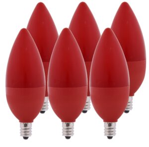 bioluz led red candelabra bulbs 4w 25 watt c37 e12 base 120° beam angle ul listed candle bulb holiday decorations 6-pack