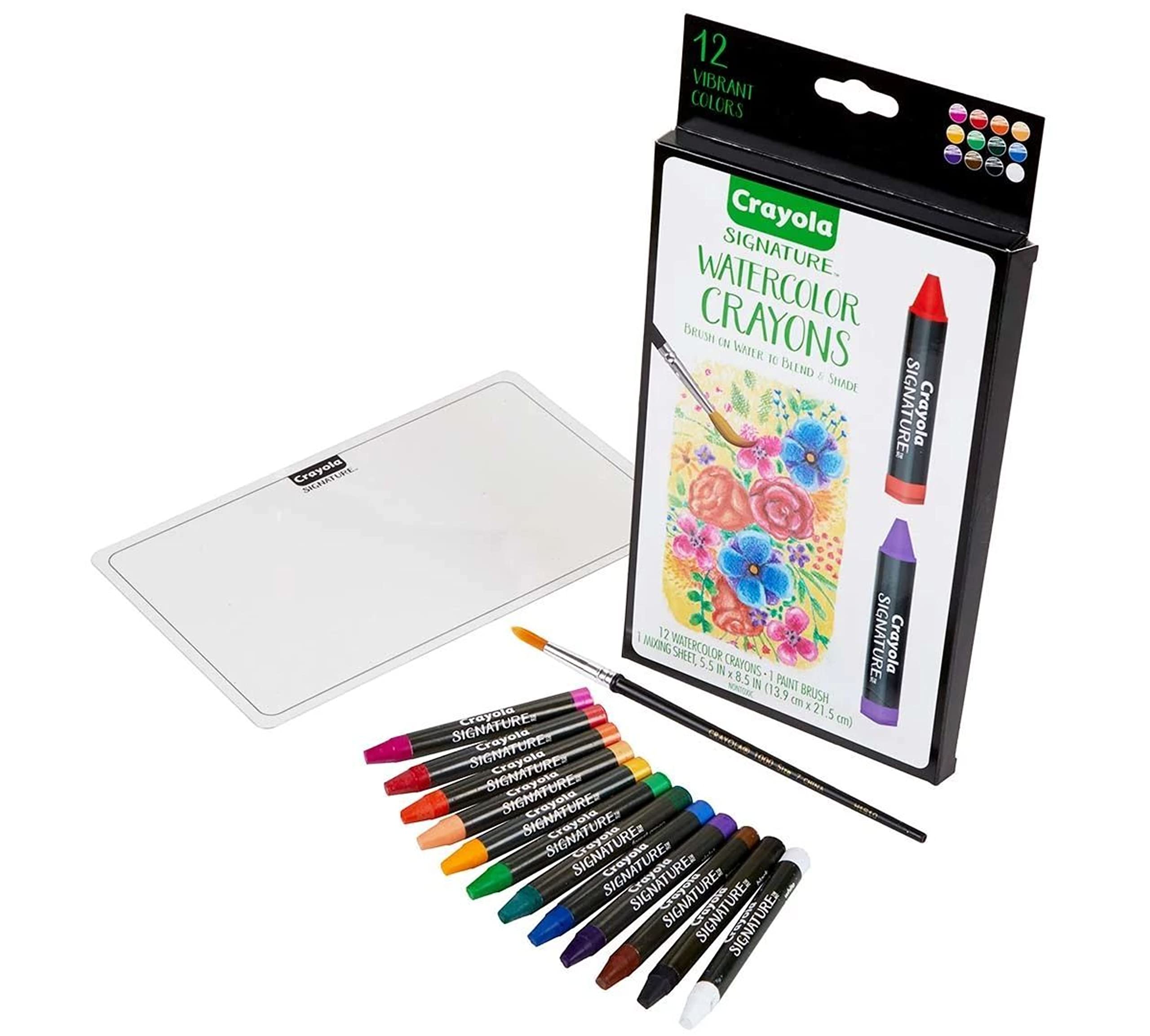 Crayola Signature Premium Watercolor Crayon Sticks & Paintbrush, 12 Count, Gift