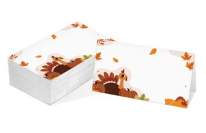 table place card, fall thanksgiving themed tent style cards, pack of 25 half-fold reception place card with turkey, perfect for thanksgiving dinner, party, birthday, wedding, banquet a08