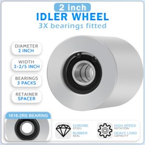 Belt Grinder 2" x 72" Wheel Set Complete Belt Knife Grinder Wheel Set Aluminum Wheel Crowned for Knife Grinder 4" Drive 5/8" Bore 3" Track 2" Idler (4" 5/8-3" - 2")