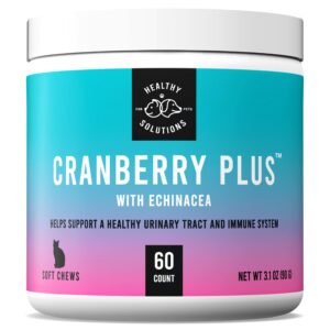 cranberry chews for cats - uti, bladder, kidney, & urinary tract support - cat health supplements contain cranberry extract, echinacea, vitamin c, and astragalus root - 60 soft treats