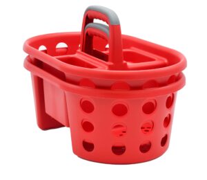 simplykleen shower caddy with handle 2-pack plastic bathroom storage organizer, red made in the usa