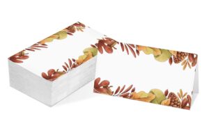 table place card, fall harvest thanksgiving themed tent style cards, pack of 25 half-fold reception place card, perfect for thanksgiving dinner, party, birthday, wedding, banquet a10