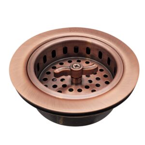 westbrass r213-11 wing nut style large kitchen basket strainer, antique copper