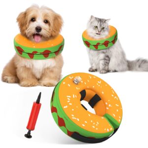 protective inflatable dog recovery cone collar for smal medium large dog, soft e-collar dog donut cone alternative after surgery for dogs cats (medium)