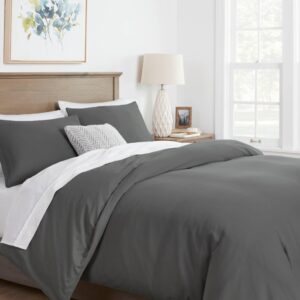 ashton sheets 100% egyptian cotton duvet cover for oversized bed - 600 thread count 3 pc oversized duvet cover, egyptian cotton oversized duvet cover set, cooling duvet cover oversized - dark grey