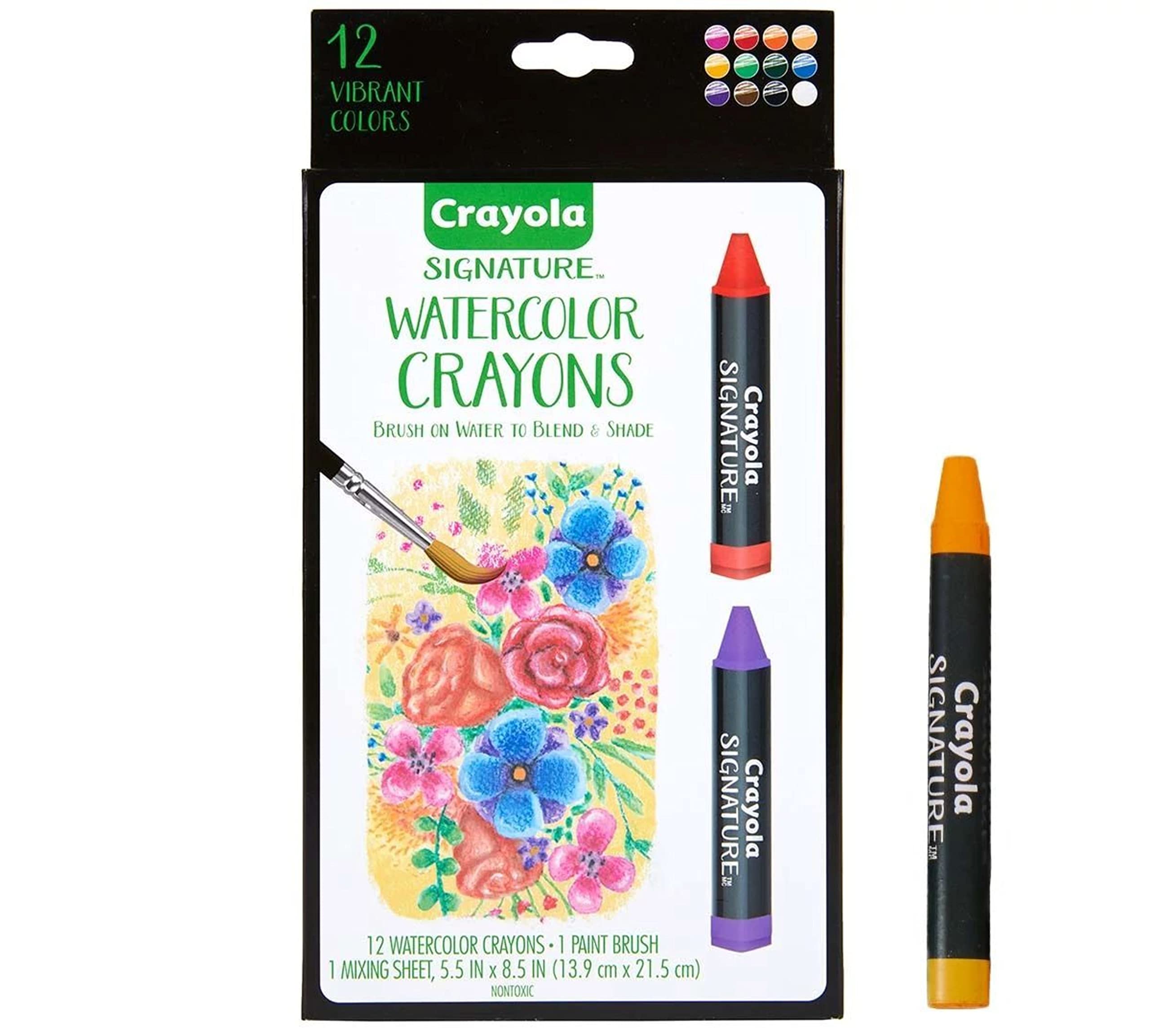 Crayola Signature Premium Watercolor Crayon Sticks & Paintbrush, 12 Count, Gift