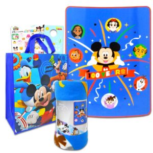 mickey fleece throw blanket and tote set for kids and teens - bundle with mickey blanket, tote, stickers, and more for boys & girls (size 40" x 50")