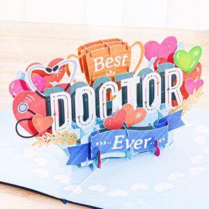 liif thank you doctor 3d greeting pop up card, thank you card for doctor, nurse, emts, healthcare workers, doctor appreciation gifts| with message note & envelop | size 7 x 5 inch