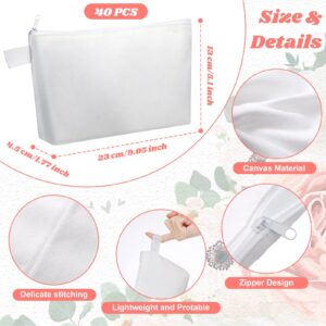 40 Pcs Blank Canvas Bag Sublimation Cosmetic Canvas Pouch (5 x 9 x 1.8 Inches)