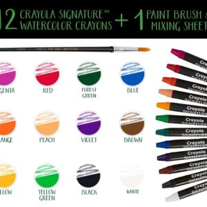 Crayola Signature Premium Watercolor Crayon Sticks & Paintbrush, 12 Count, Gift