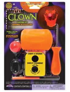 funworld light-up clown plastic & stainless steel pumpkin carving kit with sounds