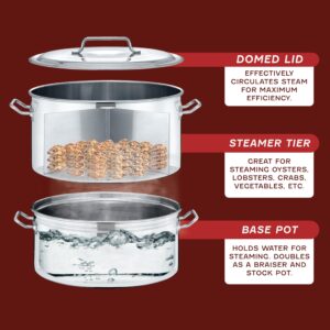 CONCORD Extra Large Outdoor Stainless Steel Stock Pot Steamer and Braiser Combo. Great for steaming oysters, crab, crawfish and more (40 QT)