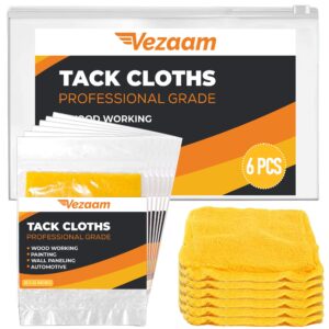 vezaam tack cloths - 6 pcs, remove dust, sanding particles, clean & polish, ideal for woodworking & painting, 18x36 (6)