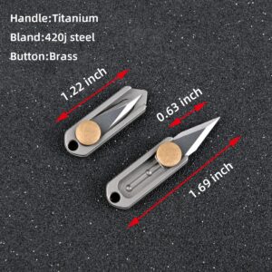 NHDT SW705 Mini Titanium Alloy Package Opener Knife, EDC Tiny 1.2 Inchs hang on a keychain, ultralight 0.17oz Portable Multifunction Tool