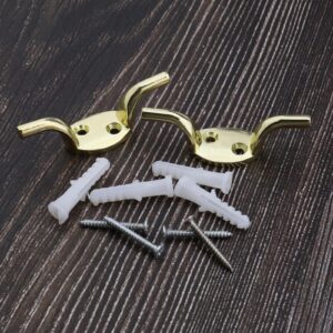 SING F LTD 10PCS Cleat Hooks for Clothesline Washing Line Flagpole Boat Awning Curtain Blind Cord with 20PCS Screws and 20PCS Expansion Nuts Hardware Golden Zinc Alloy