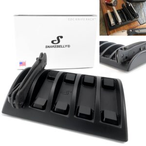 snakebelly edc knife rack - edc gear organizer tray - holder for knives & accessories (black)